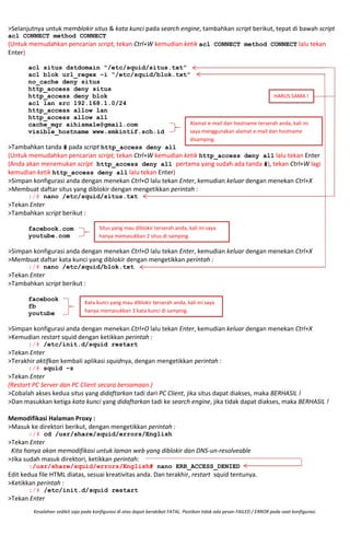 Memblokir situs dengan squid proxy di linux debian server By: Fakhri ...
