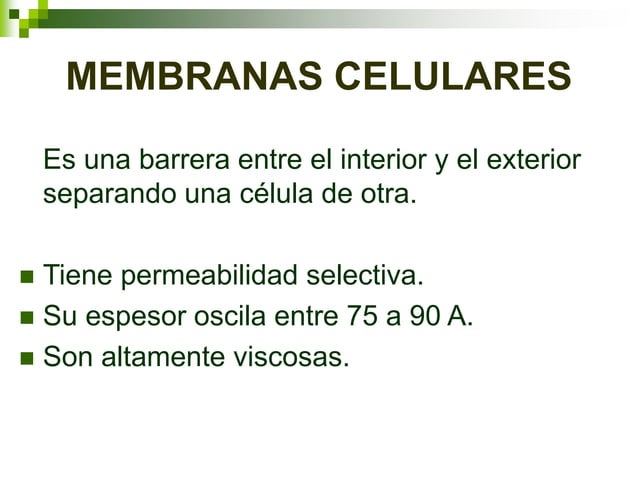 Membranas celulares y transporte de membranas | PPT
