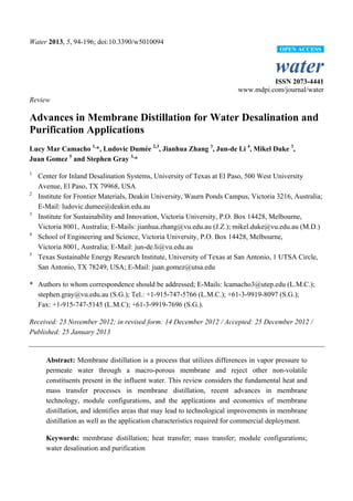 Membrane distillation | PDF