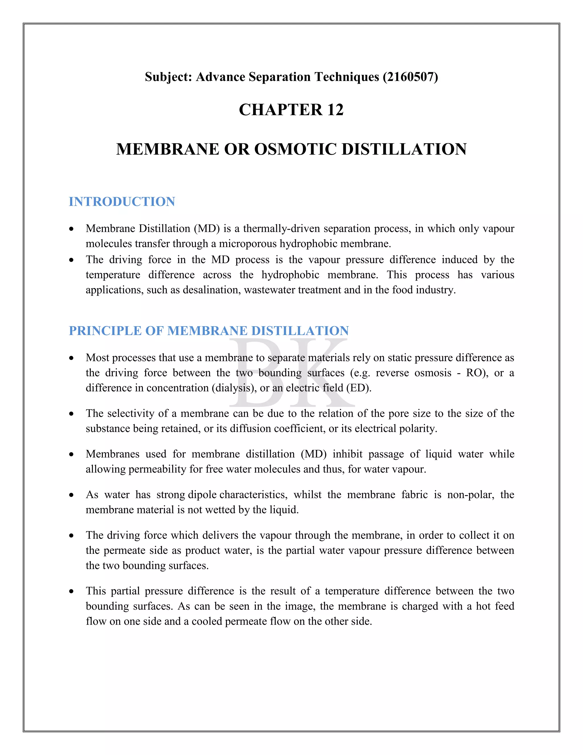 Membrane distillation_BK | PDF