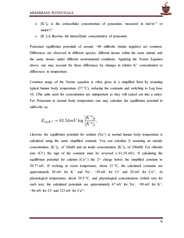 Membrane potentials | PDF