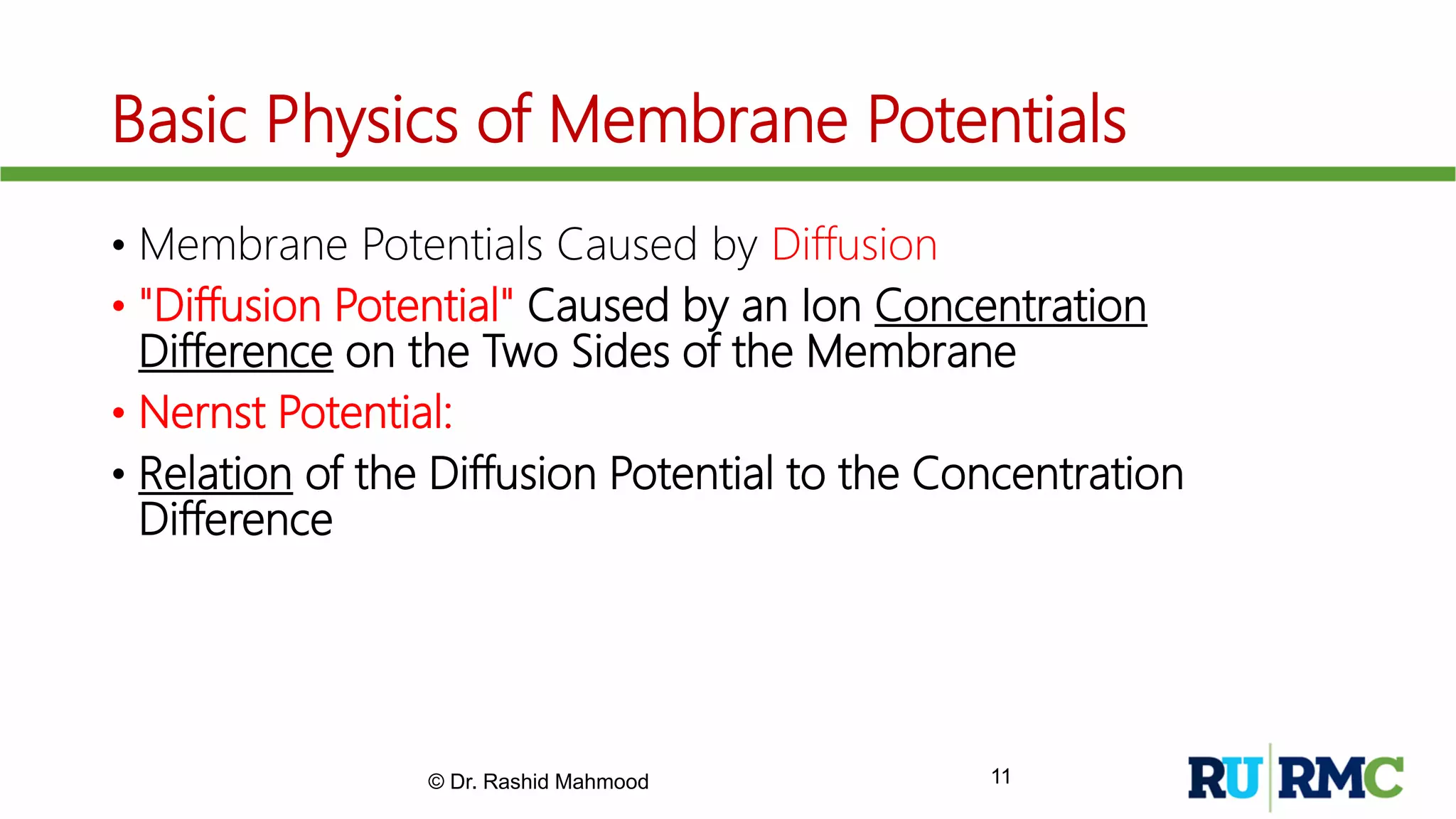Membrane potentials & Resting Membrane Potential (RMP) | PPTX