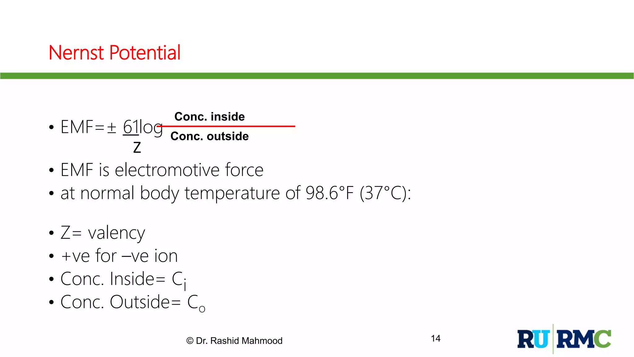 Membrane potentials & Resting Membrane Potential (RMP) | PPTX