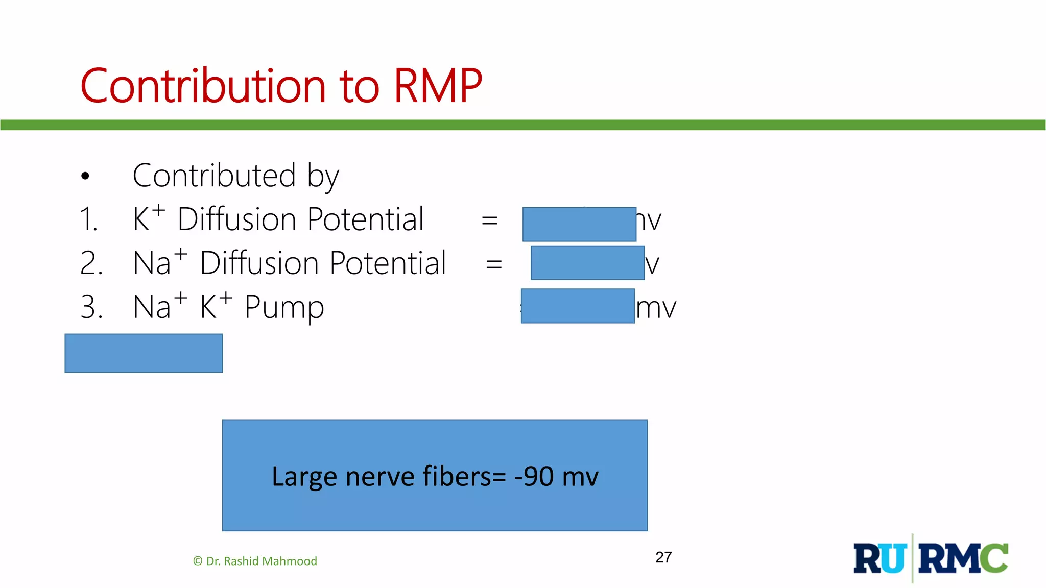 Membrane potentials & Resting Membrane Potential (RMP) | PPTX