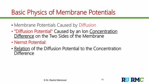 Membrane potentials & Resting Membrane Potential (RMP) | PPTX