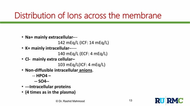 Membrane potentials & Resting Membrane Potential (RMP) | PPTX