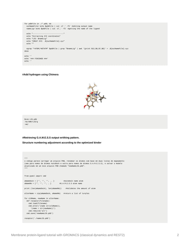 Membrane protein-ligand tutorial with GROMACS.pdf | Chemistry | Science