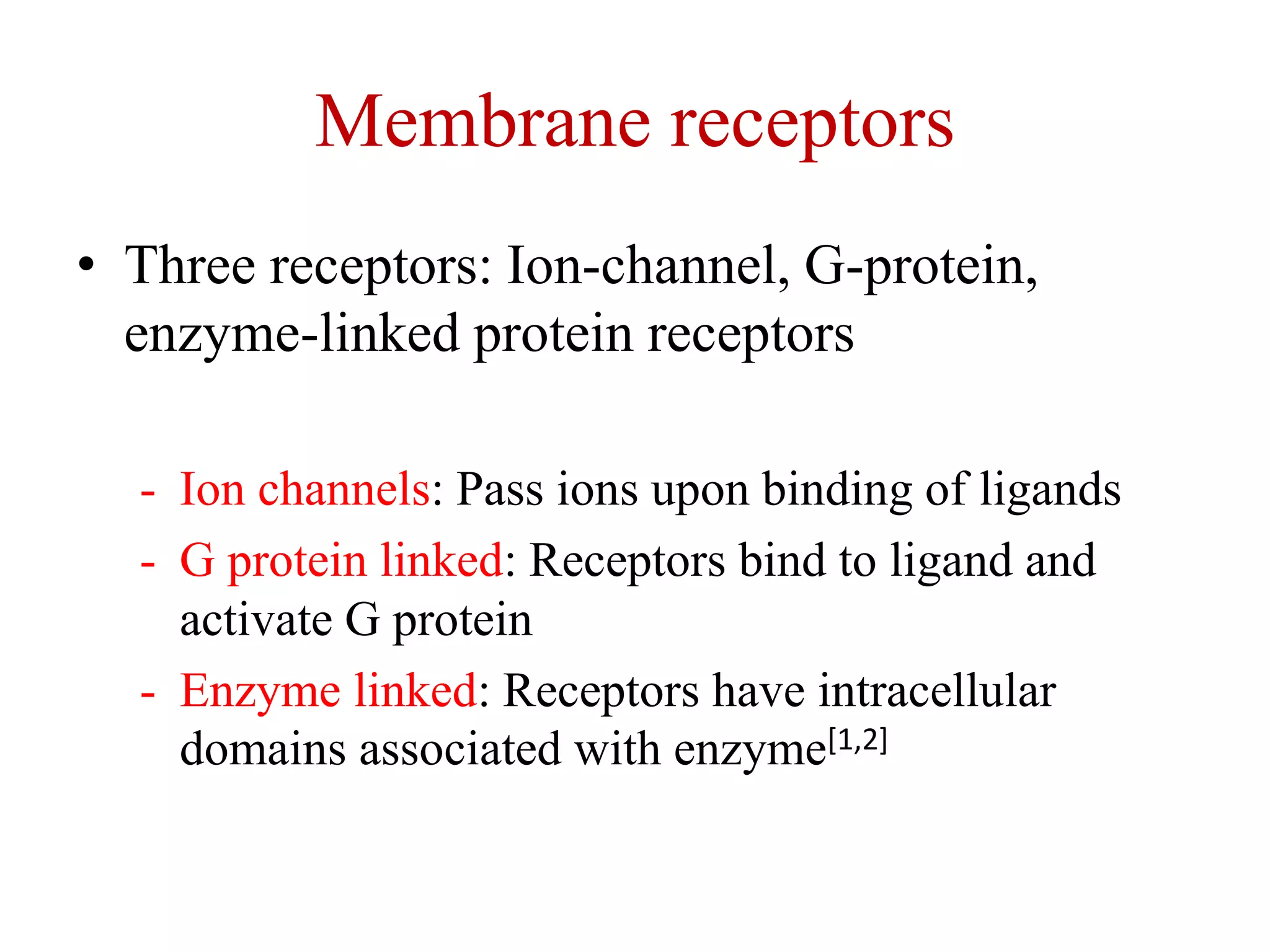 Membrane Proteins, Receptors and Phospholipases | PPTX