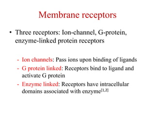 Membrane Proteins, Receptors and Phospholipases | PPTX