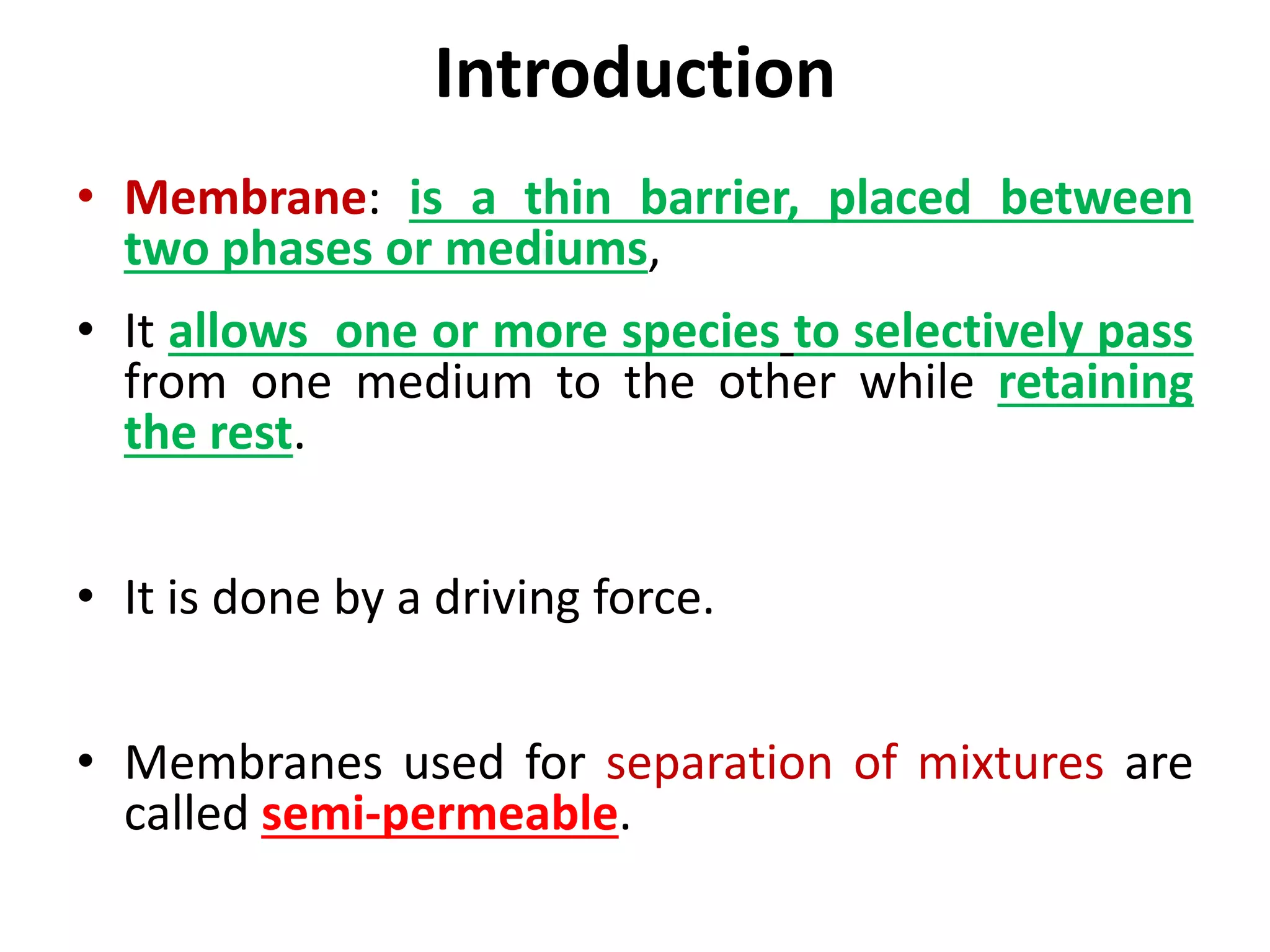 Membrane separation process | PPTX