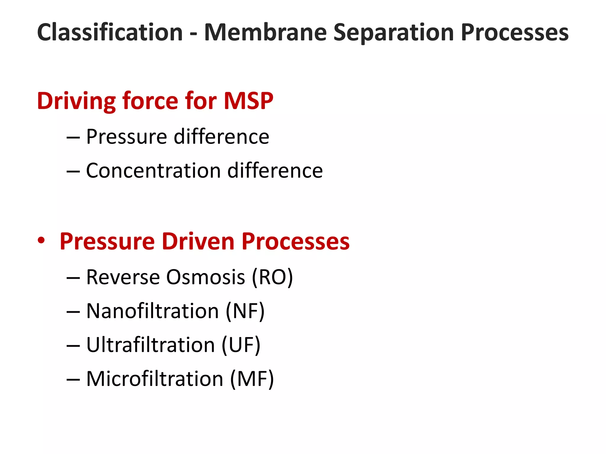 Membrane separation process | PPTX