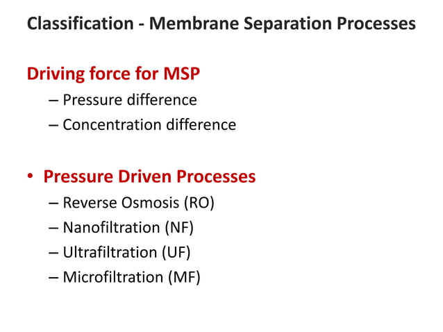 Membrane separation process | PPTX | Chemistry | Science