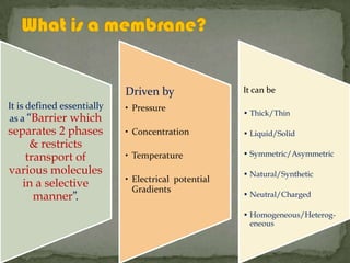 Membrane separation processe | PPTX