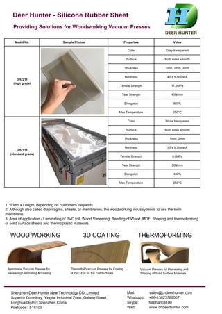 Silicone Membrane Sheets for vacuum membrane press | PDF