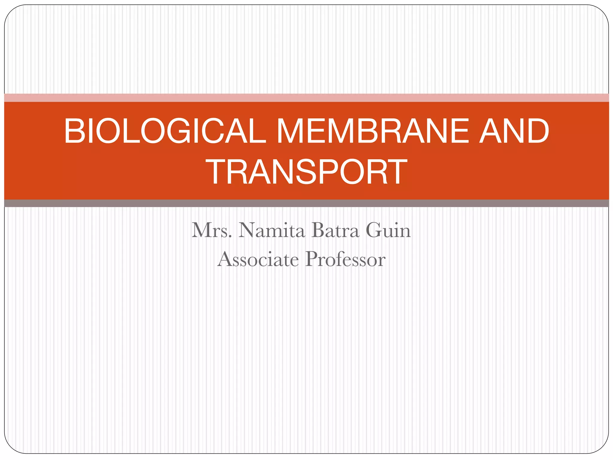 Membrane transport biochemistry for nurses | PDF