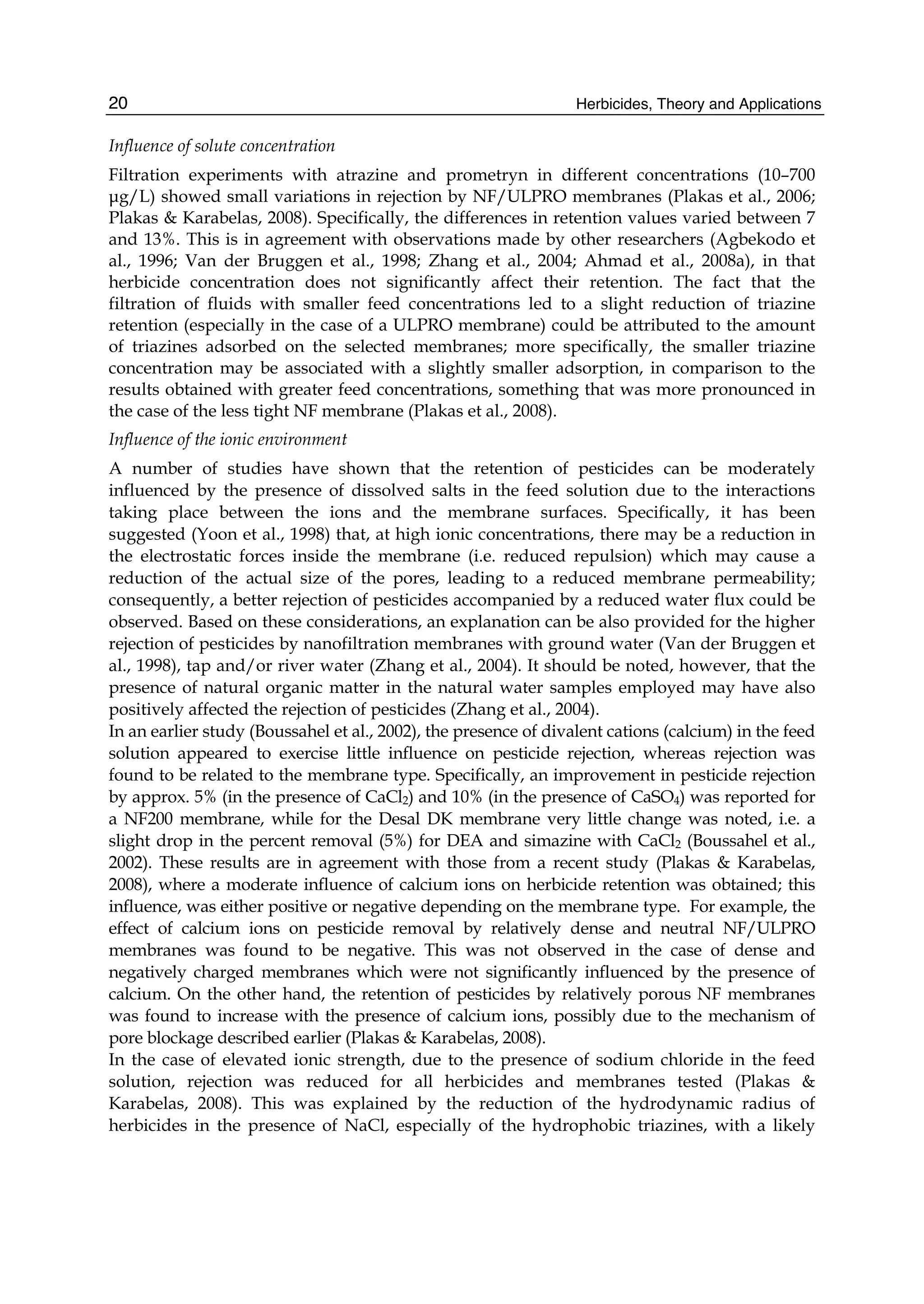 Membrane Treatment Of Potable Water For Pesticides Removal | PDF