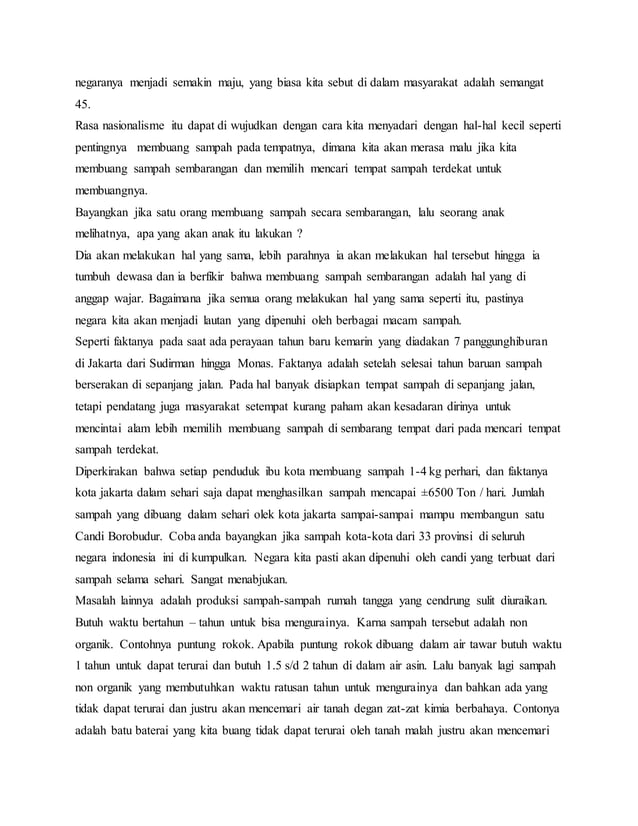 Membuang sampah pada tempatnya | DOCX