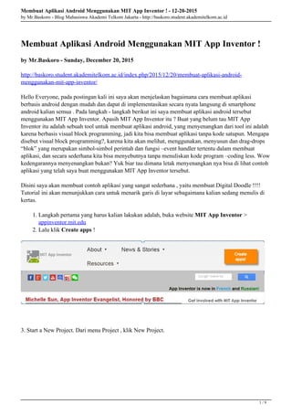 Membuat aplikasi-android-menggunakan-mit-app-inventor | PDF