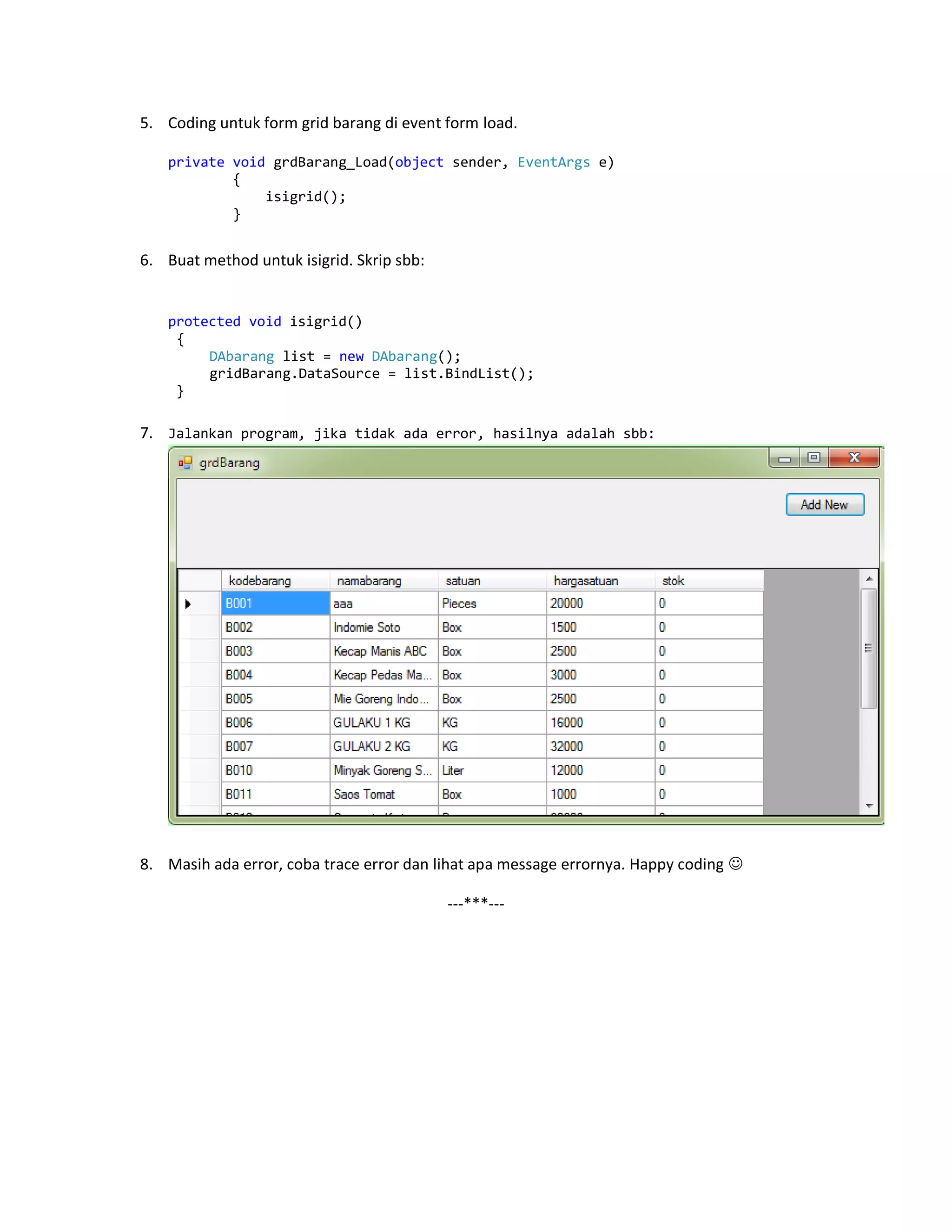 Membuat Form Datagrid | PDF