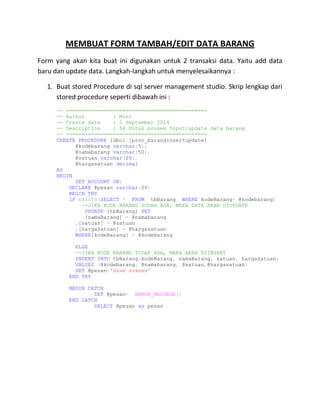 Membuat Form tambah dan update barang | PDF