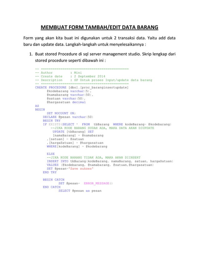 Membuat Form tambah dan update barang | PDF