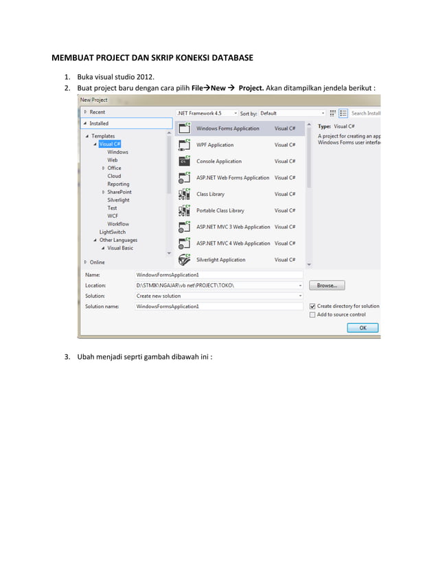 Membuat project dan script koneksi database | PDF