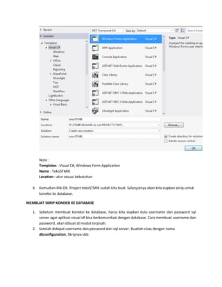 Membuat project dan script koneksi database | PDF