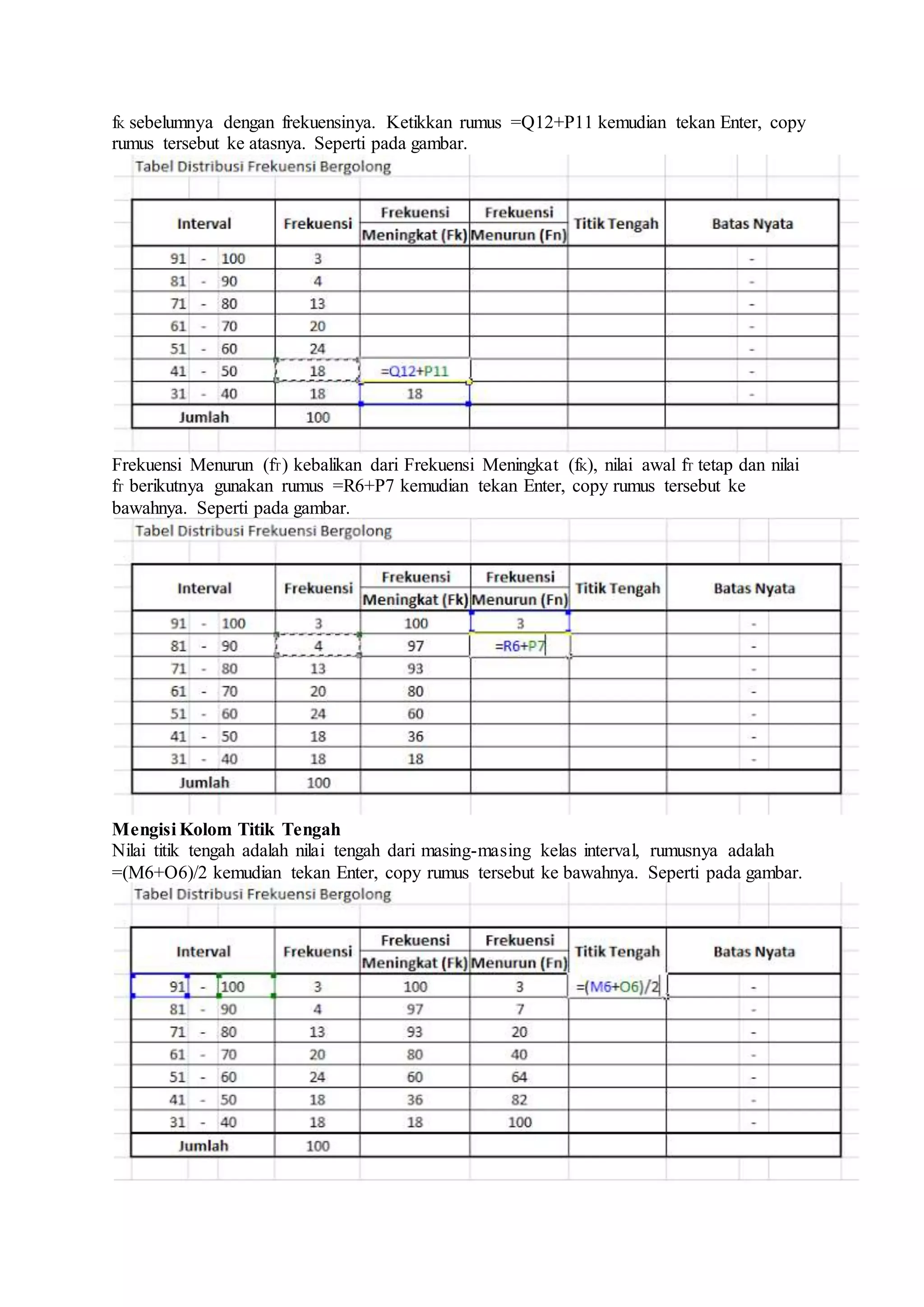 Membuat tabel distribusi frekuensi data statistik di microsoft excel | DOCX