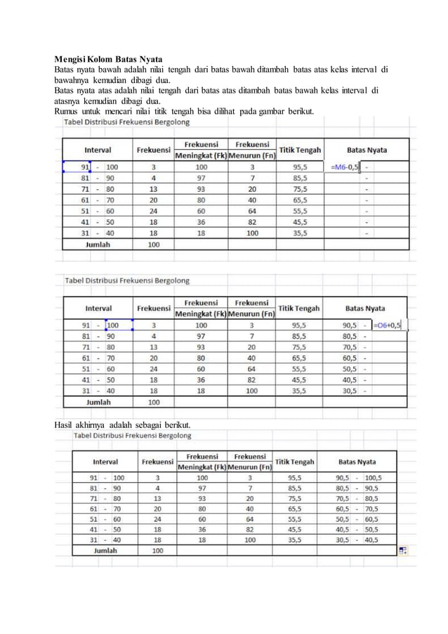 Membuat Tabel Distribusi Frekuensi Data Statistik Di Microsoft Excel Docx