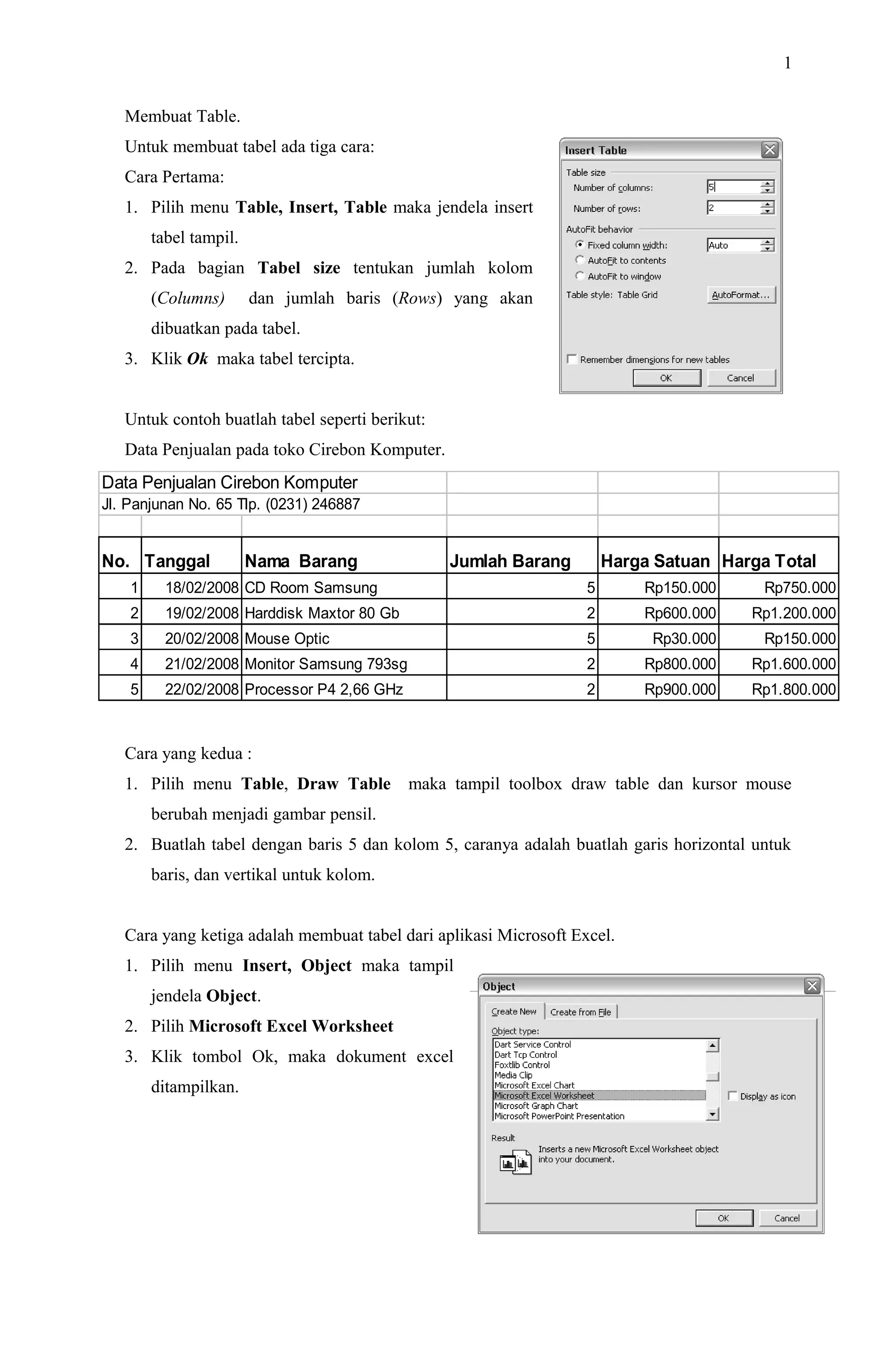 Membuat table-nota | PDF