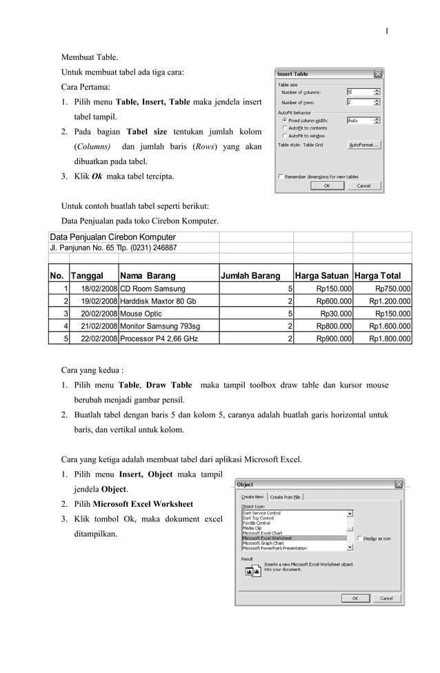 Membuat table-nota | PDF