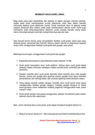 Membuat akun surel gmail | PDF
