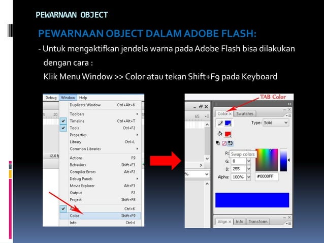 Membuat animasi 2 d dengan adobe flash pewarnaan object (pertemuan 1) | PPT