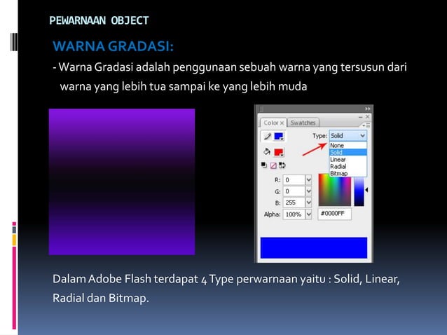 Membuat animasi 2 d dengan adobe flash pewarnaan object (pertemuan 1) | PPT