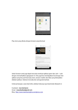Membuat aplikasi android dengan apps geyser | PDF