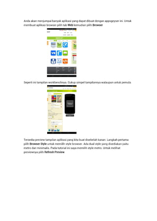 Membuat aplikasi android dengan apps geyser | PDF