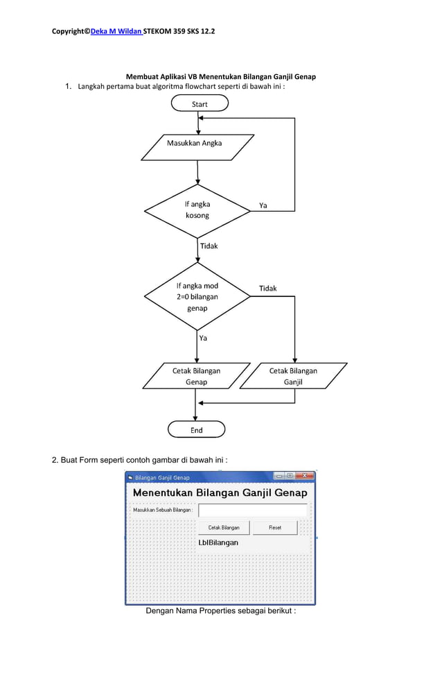 Membuat aplikasi bilangan ganjil genap menggunakan VB | PDF