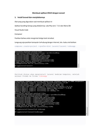 Membuat aplikasi crud dengan laravel - 1 install laravel | PDF