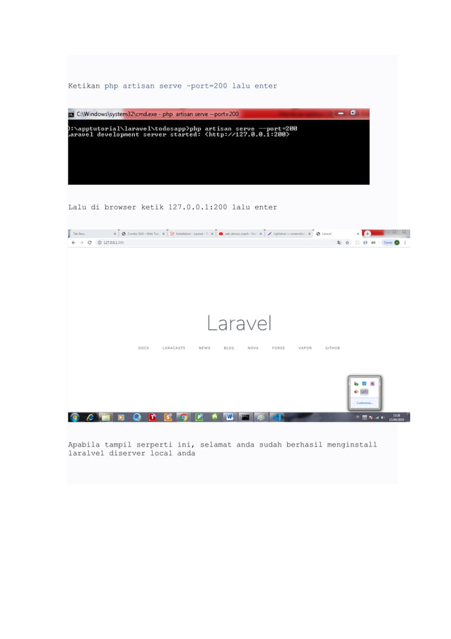 Membuat aplikasi crud dengan laravel - 1 install laravel | PDF