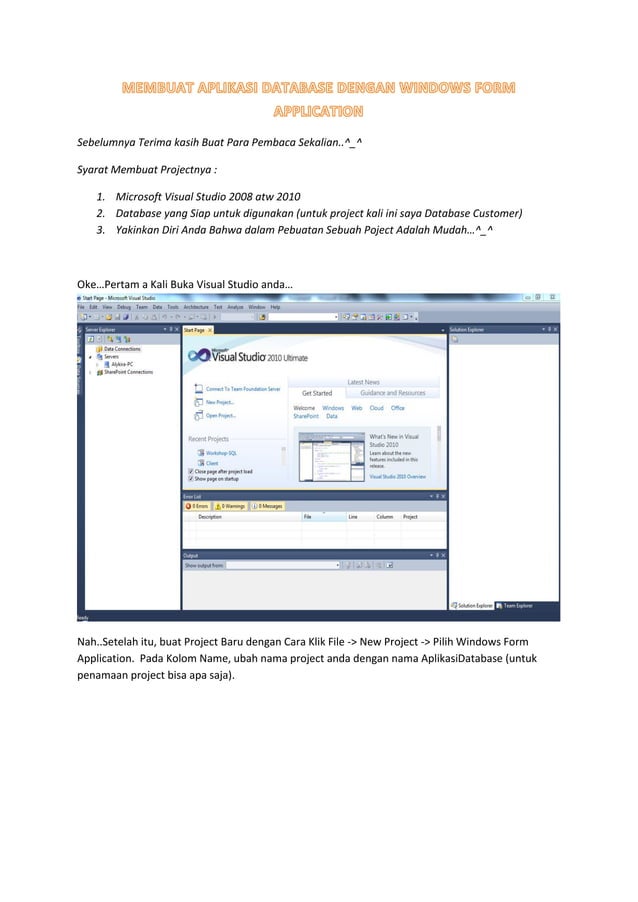 Membuat aplikasi database dengan windows form application | PDF