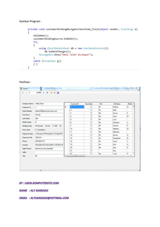 Membuat aplikasi database dengan windows form application | PDF