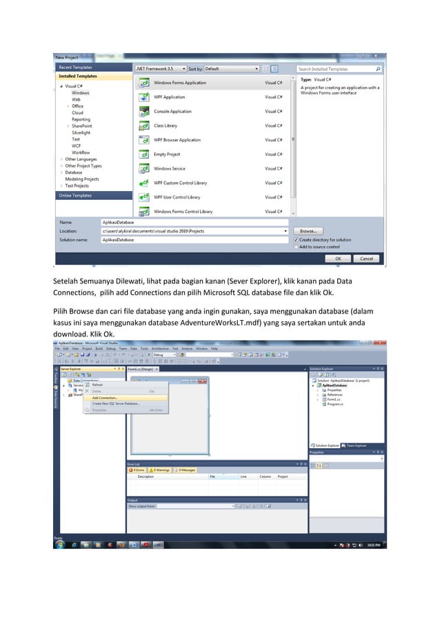 Membuat aplikasi database dengan windows form application | PDF