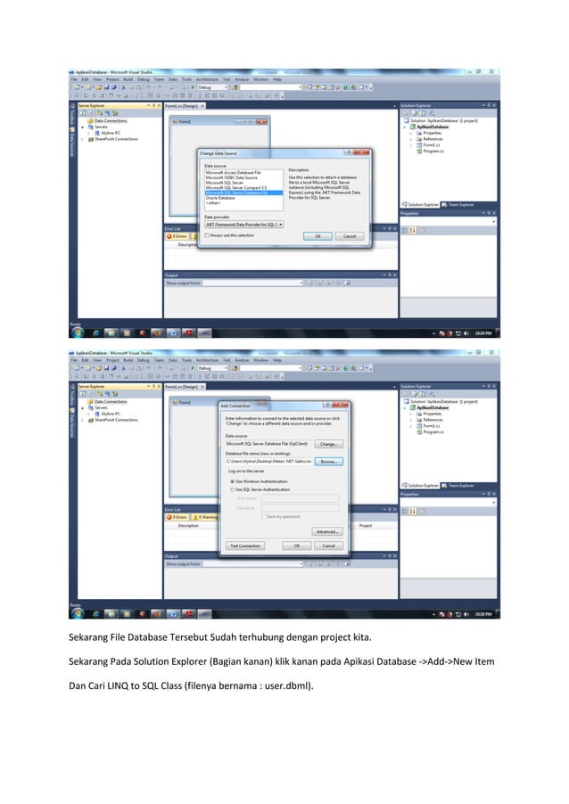 Membuat aplikasi database dengan windows form application | PDF