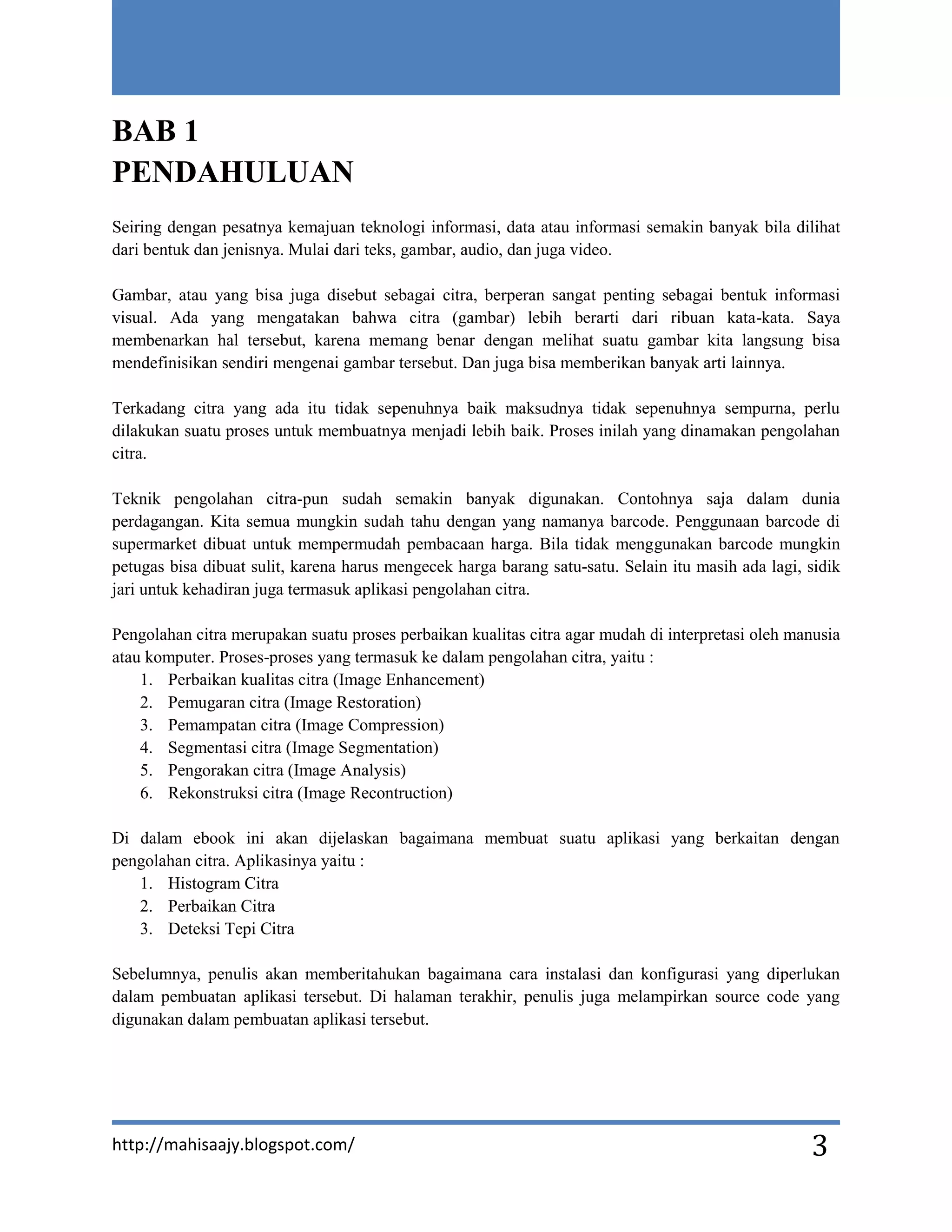 Membuat aplikasi pengolahan citra dengan open cv | PDF Membuat aplikasi pengolahan citra dengan open cv | PDF
