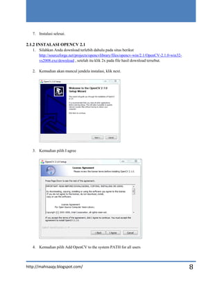 Membuat aplikasi pengolahan citra dengan open cv | PDF