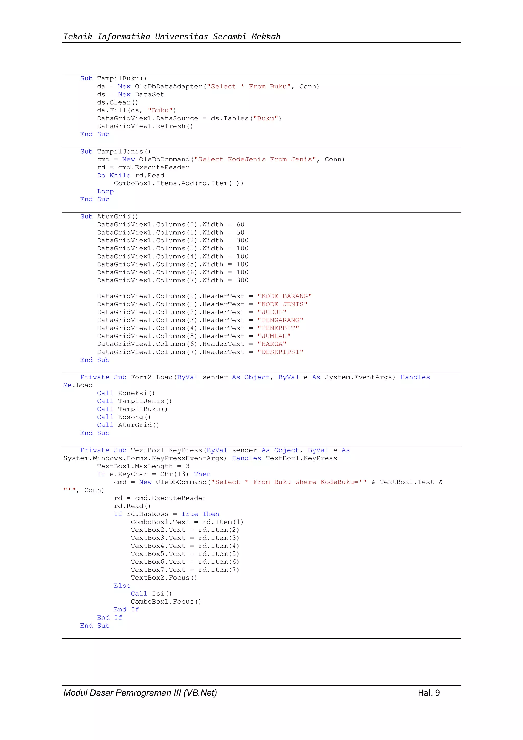 Membuat aplikasi penjualan buku sederhana | PDF