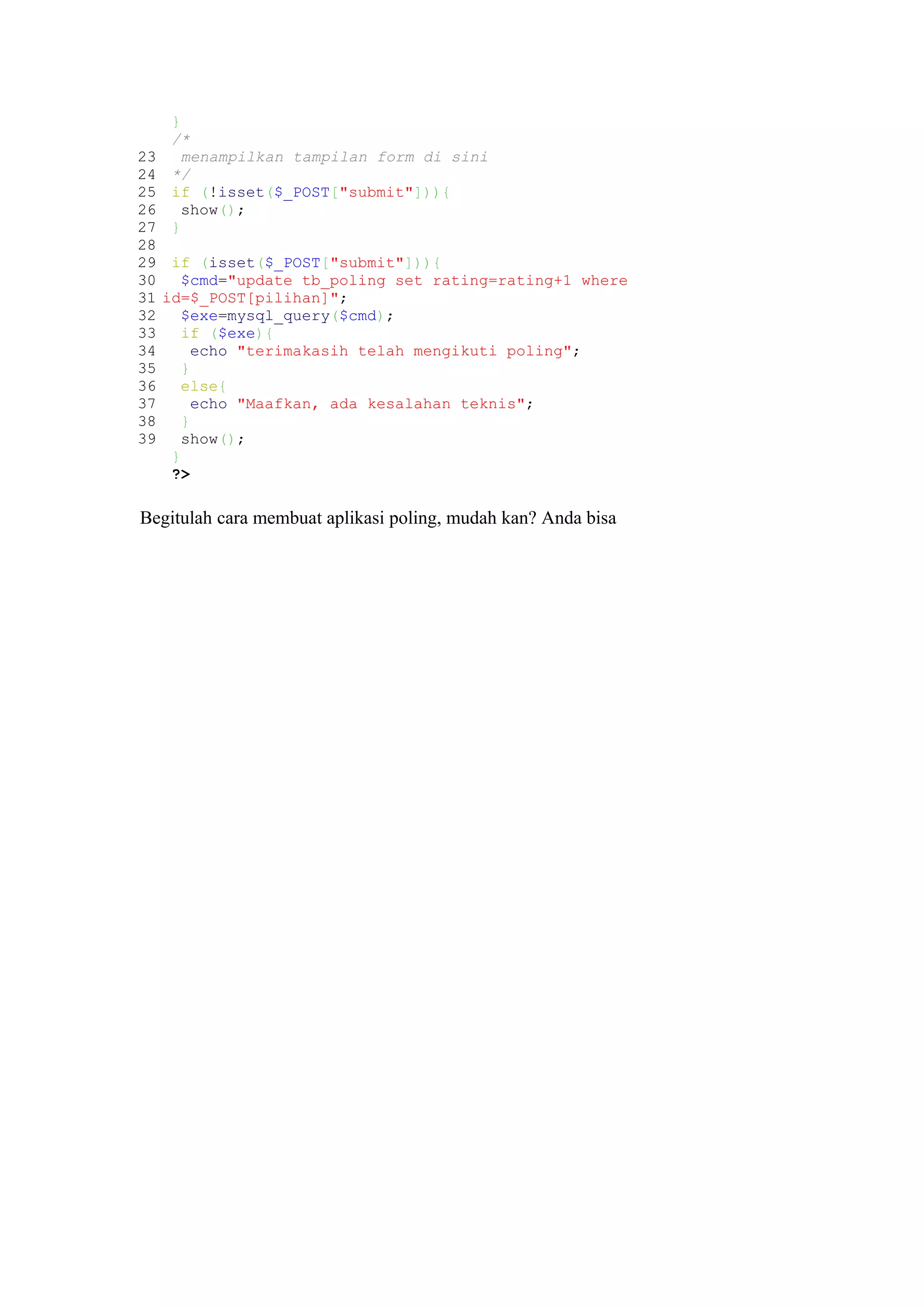 Membuat aplikasi polling dengan php | DOC