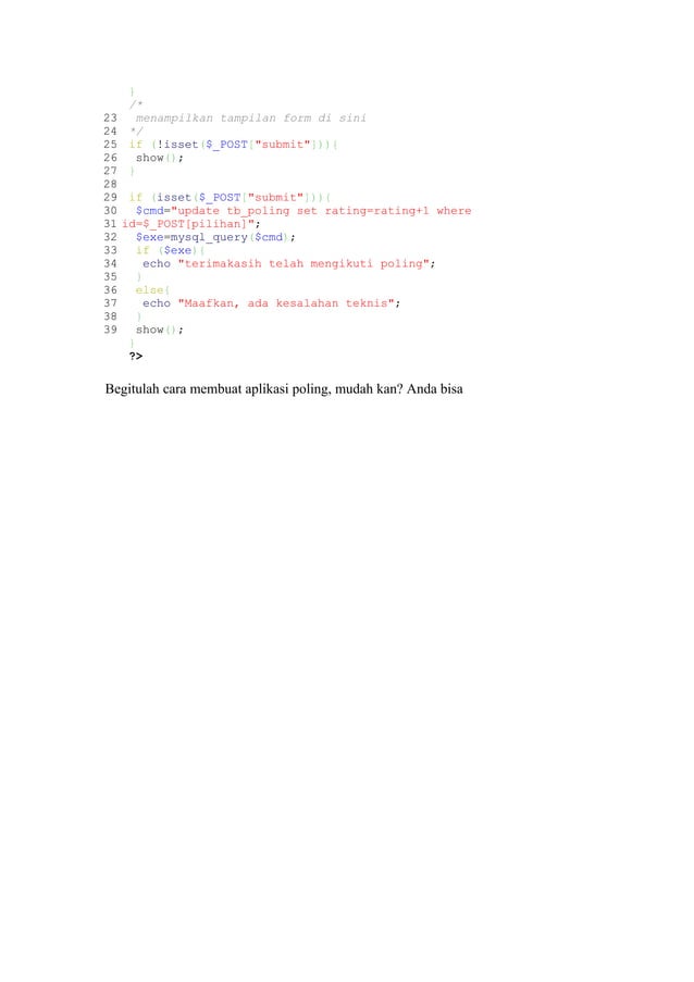 Membuat aplikasi polling dengan php | DOC