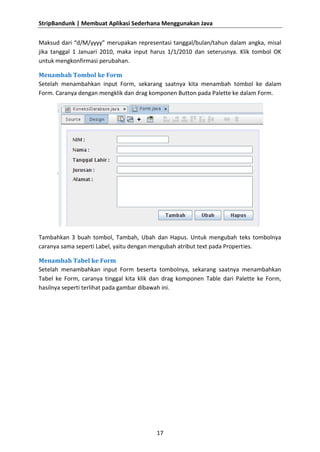 Membuat aplikasi sederhana menggunakan java | DOCX