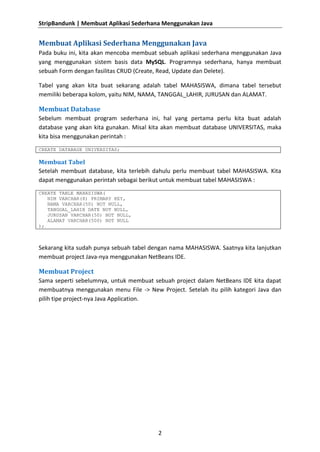 Membuat aplikasi sederhana menggunakan java | DOCX